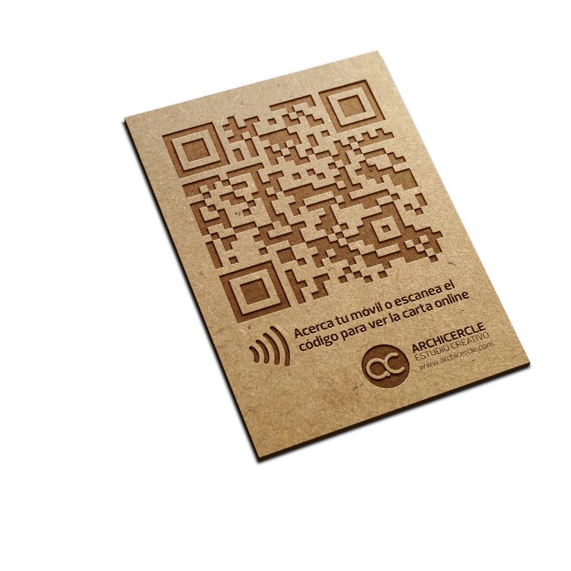 QR Placa adhesiva madera - cosastudio